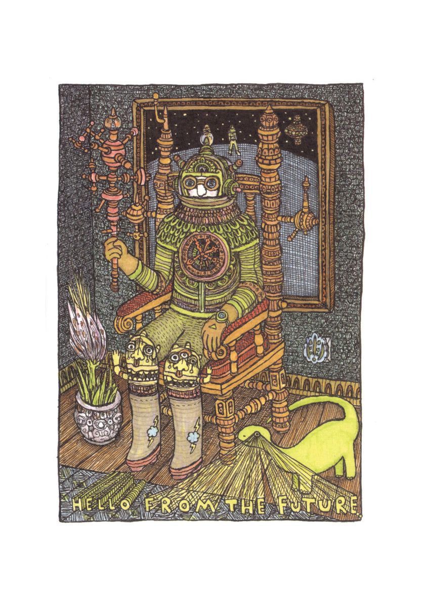 Hello From the Future Postcard – Time Travel Mart